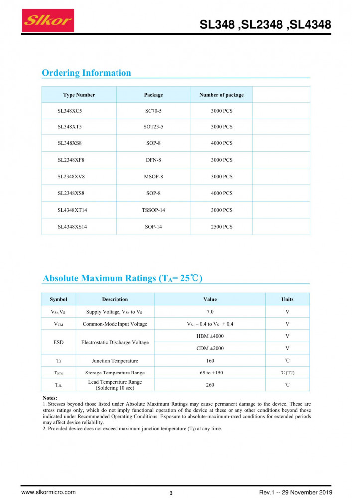 SL2348XS8 datasheet page 3
