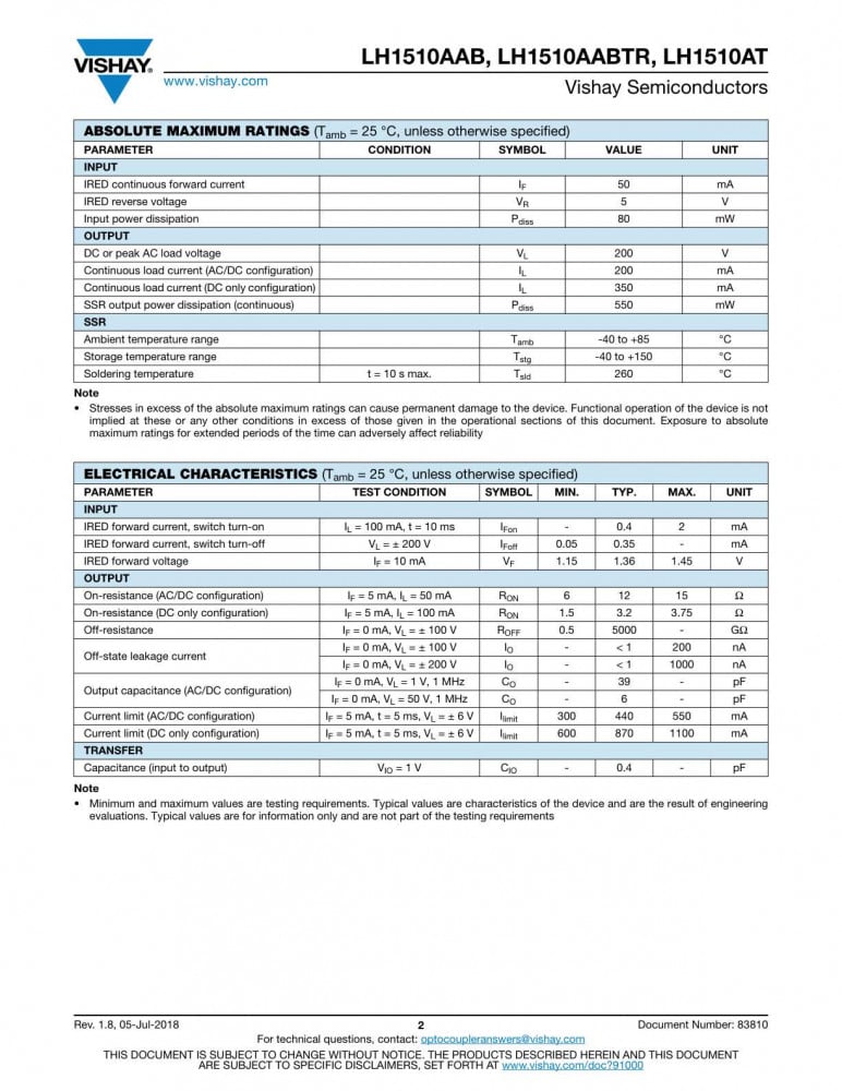 LH1510 datasheet page 2