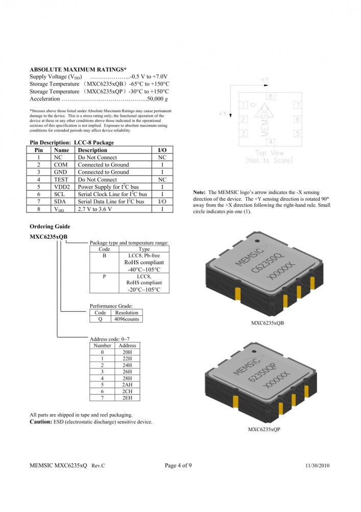 MXC62350QB datasheet page 4
