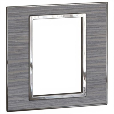 Arteor - British standard plate for switched sockets 1 gang - Glossy stainless steel - Black finish - For 5A 13A socket outlet
