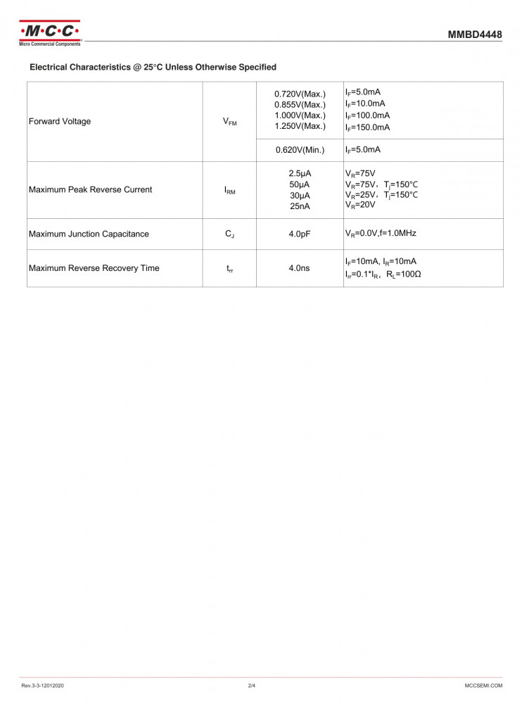 MMBD4448-TP datasheet page 2