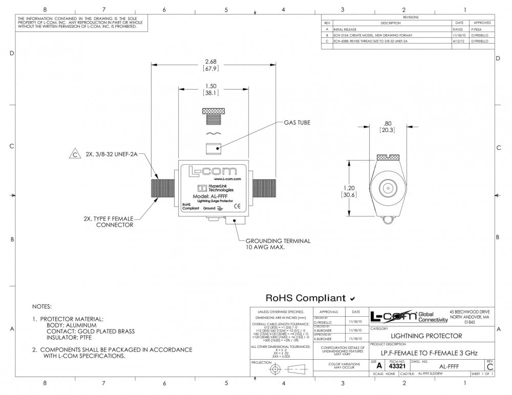 L-com AL-FFFF-9 technical document page