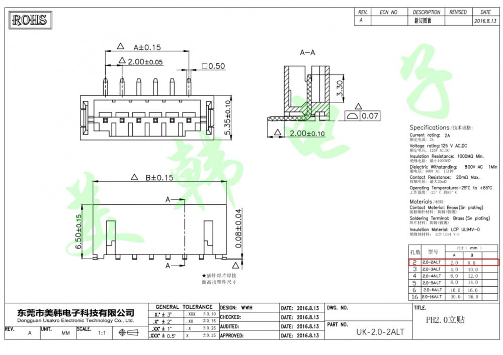 USAKRO UK-2.0-5ALT technical drawing page 1