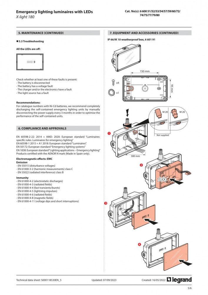 Legrand emergency luminaire technical document, page 5