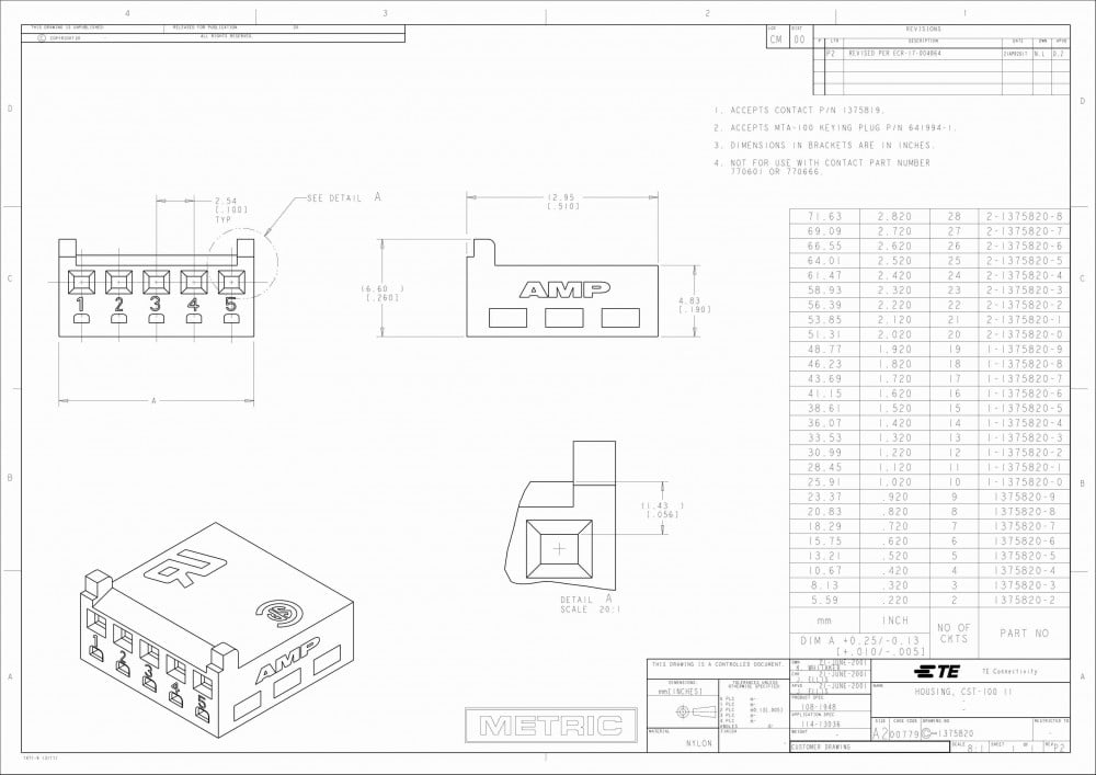 TE Connectivity 1375820-8 controlled drawing preview