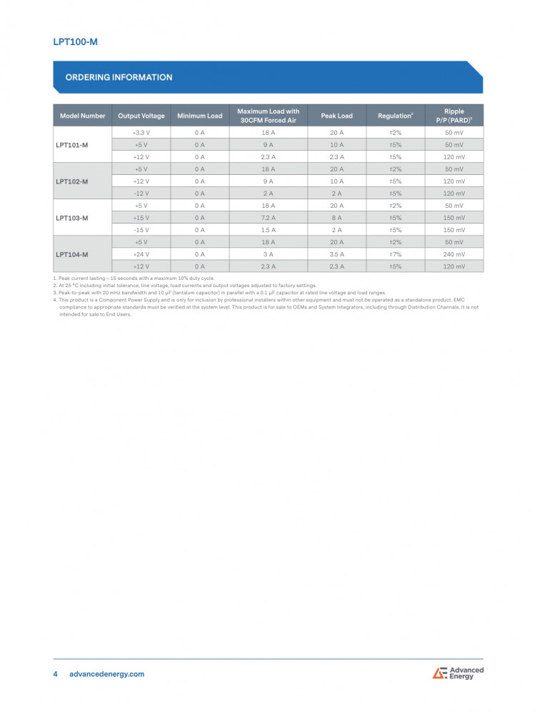 Artesyn LPT100-M datasheet page 4