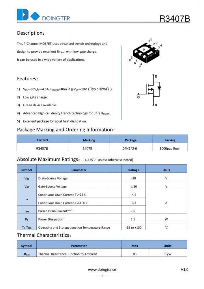 R3407B datasheet page 1