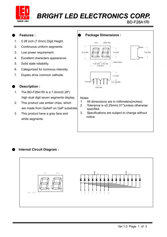 BD-F28A1RI technical document page 1