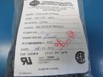 Cantherm F20A10505ACFA06E Mechanical Thermostat Chip for sale