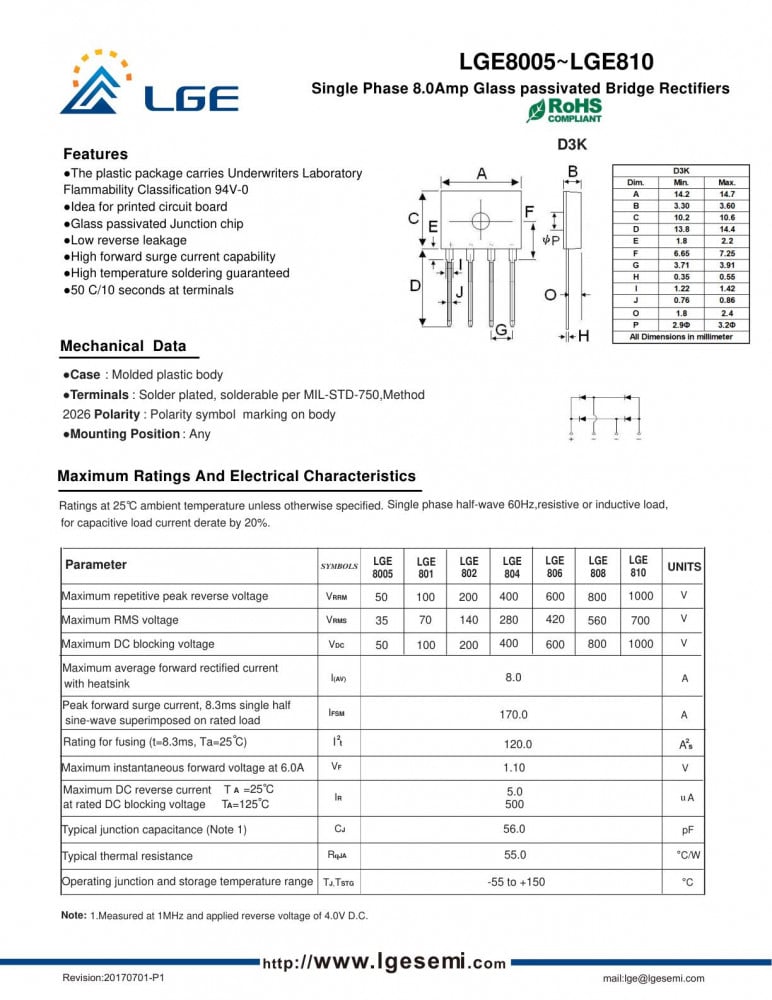 LGE806 datasheet page 1