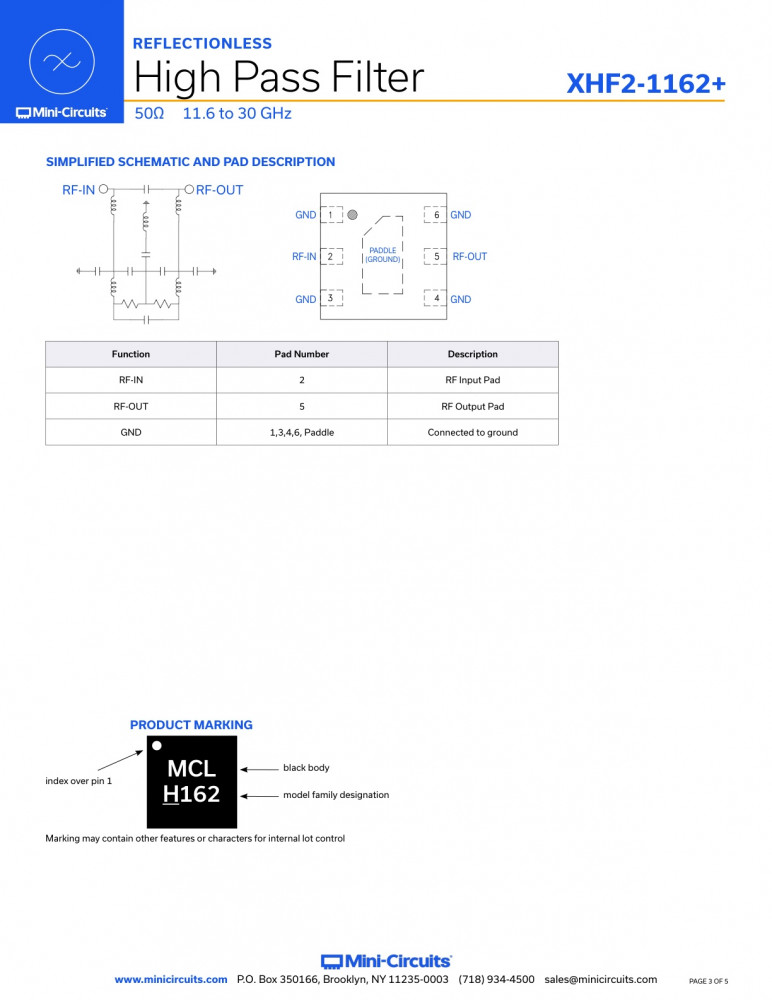 XHF2-1162+ datasheet preview, page 3