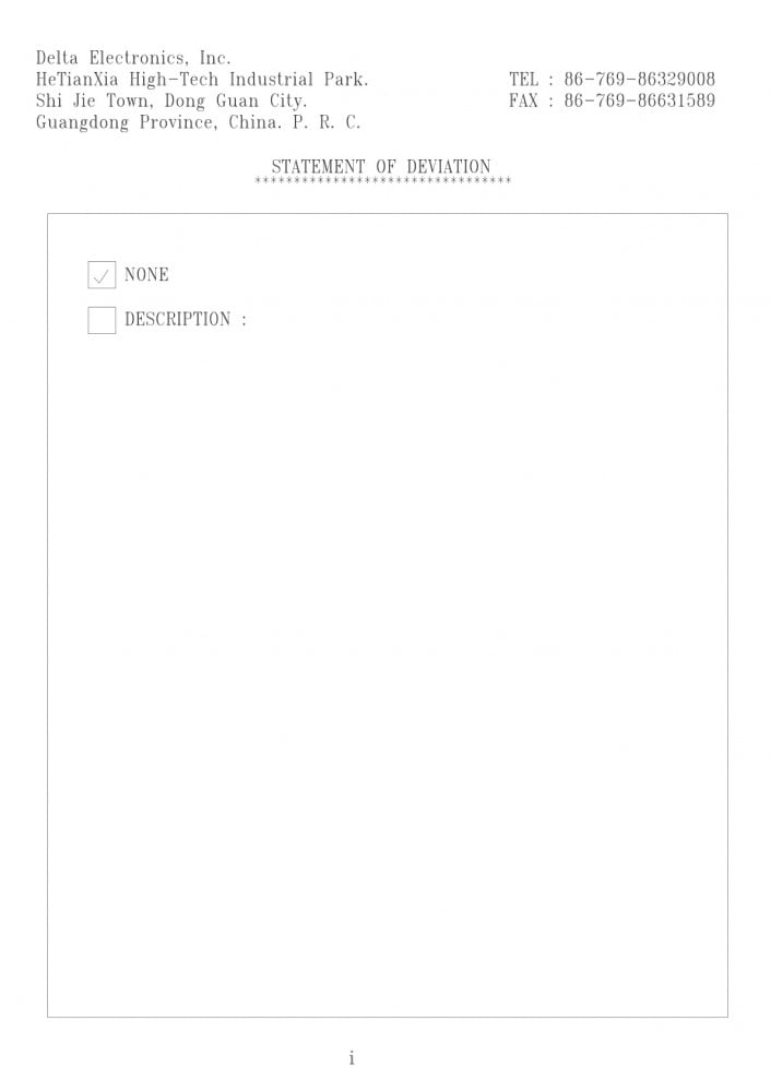 Delta FFB03612EHNZGU specification page 2