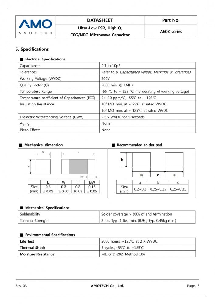 AMOTECH A60Z datasheet page 3