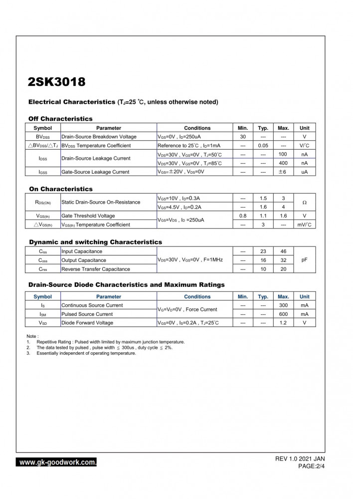 2SK3018 datasheet page 2