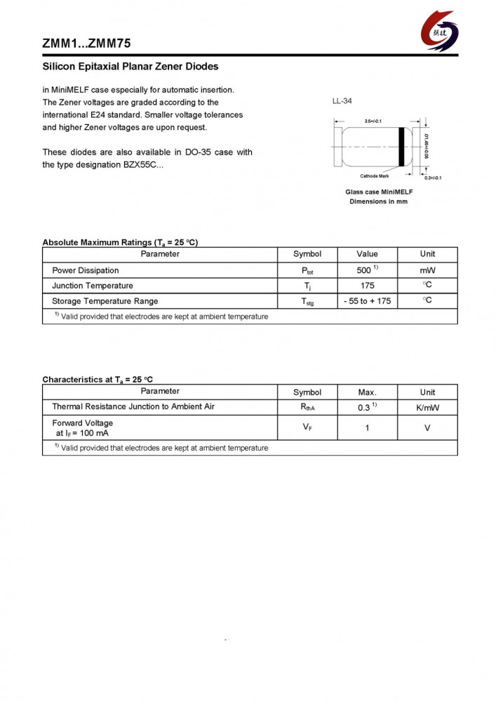 ZMM18V datasheet page 1