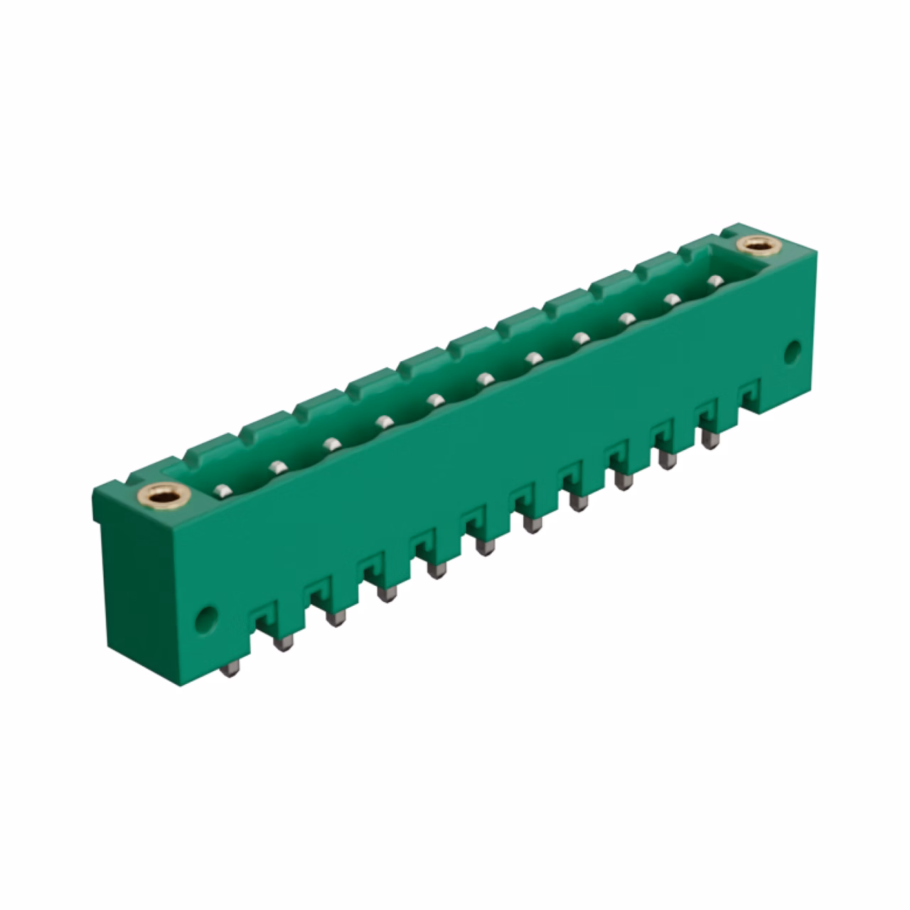 5.00mm Pitch Eurostyle Vertical PCB Header, with Threaded Retention Inserts, Green Housing, 11 Circuits for sale