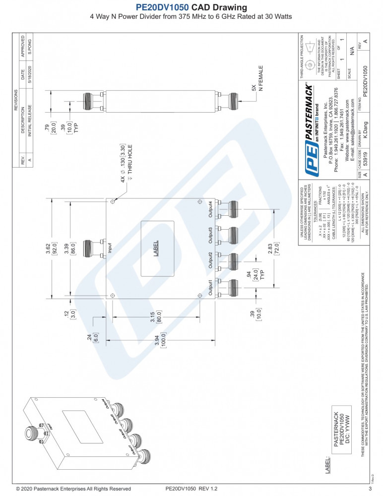 PE20DV1050 technical document page 3