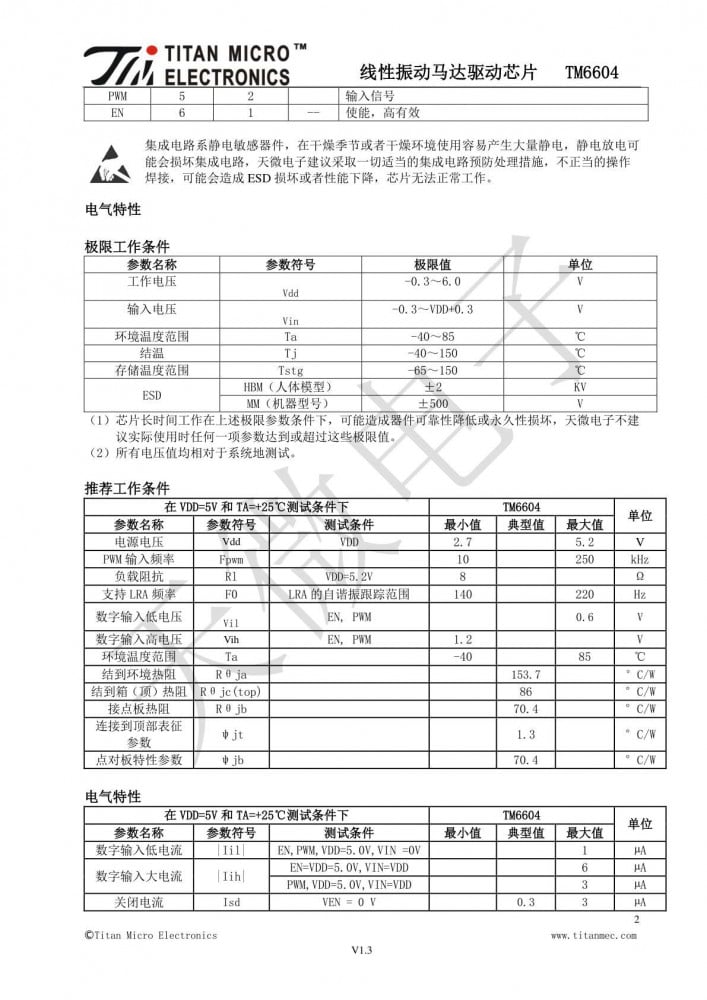 TM6604 datasheet page 2