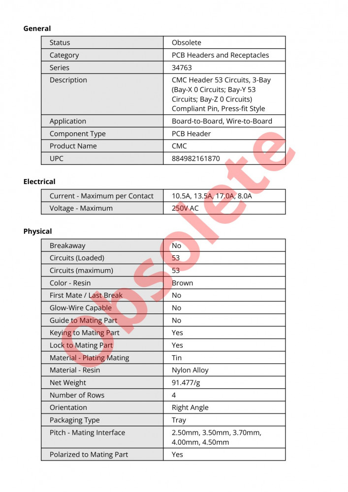 Technical document page 2 for MOLEX 347630003