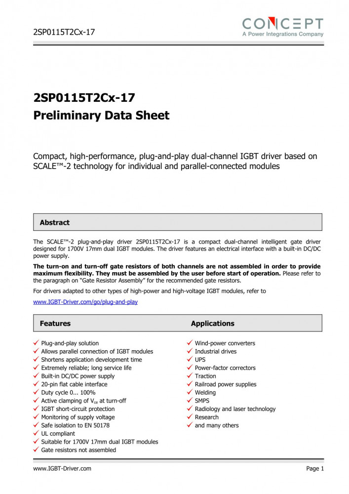 2SP0115T2C0-17 datasheet page 1