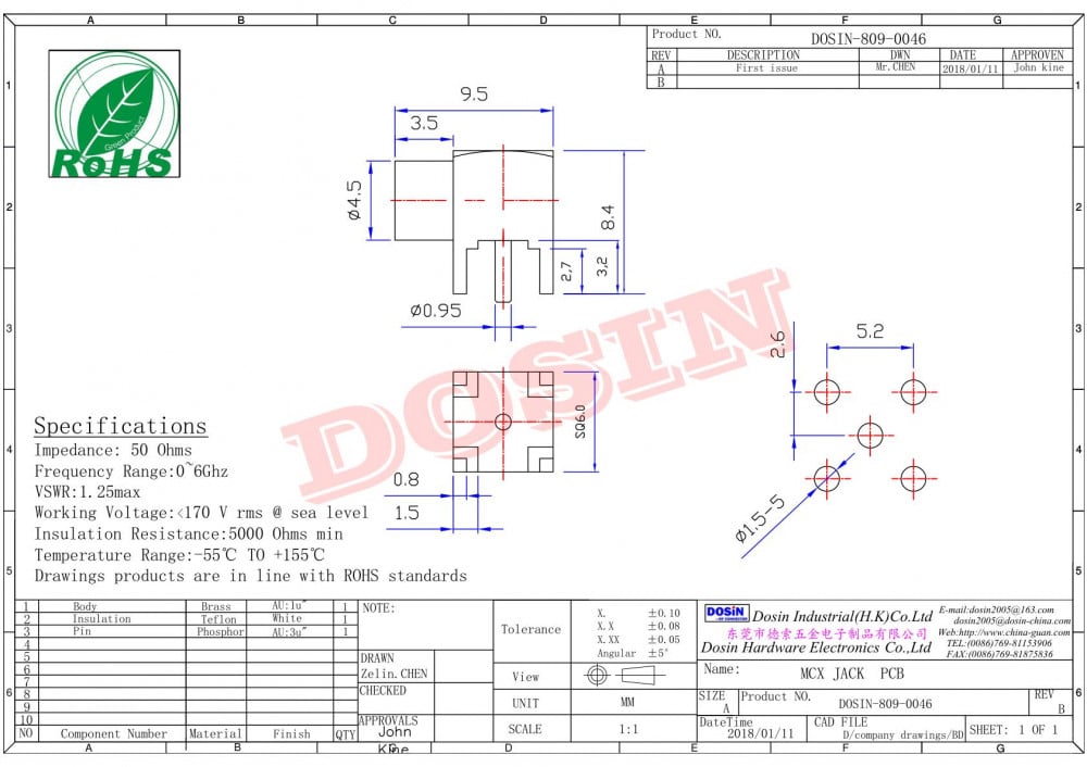 DOSIN-809-0046 technical drawing page