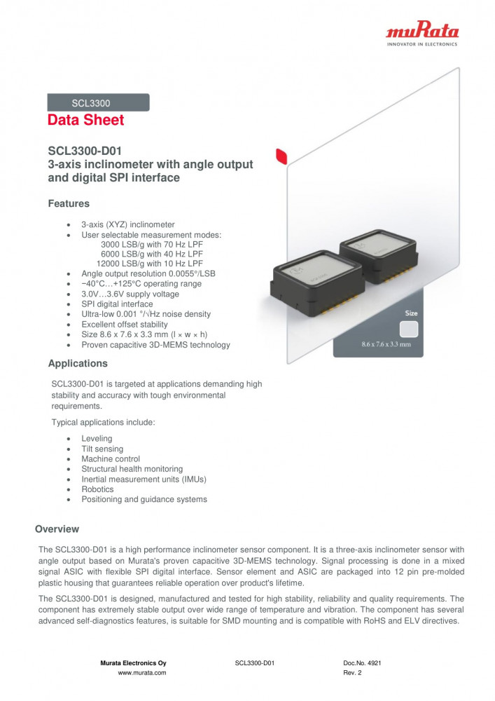 SCL3300-D01 datasheet page 1