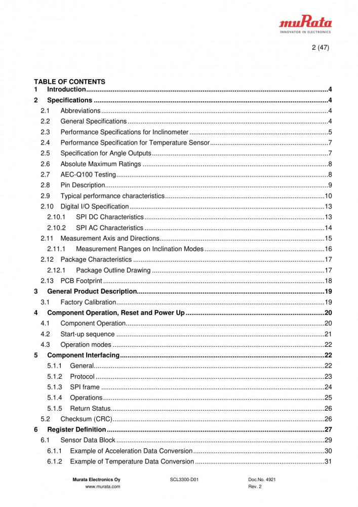 SCL3300-D01 datasheet page 2