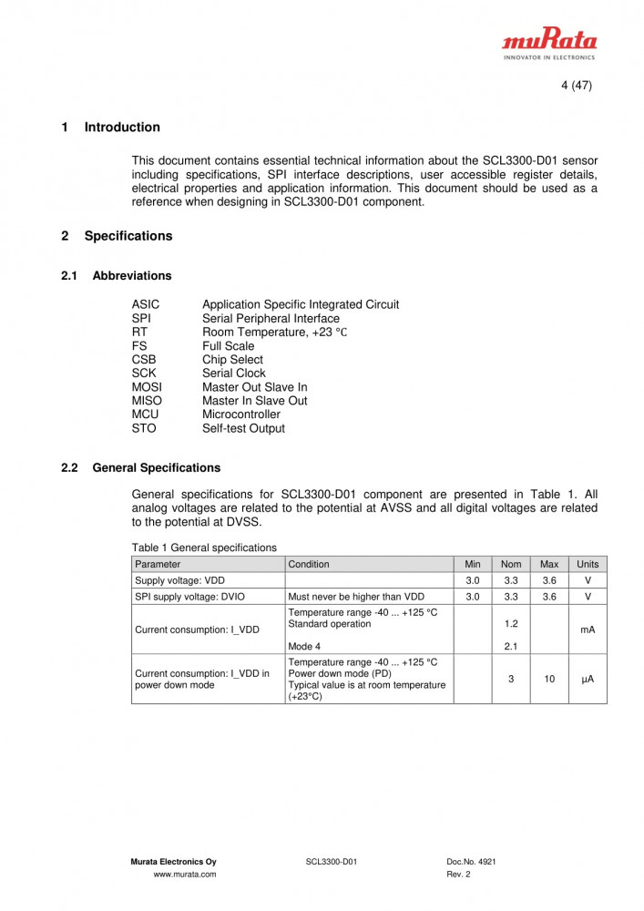 SCL3300-D01 datasheet page 4