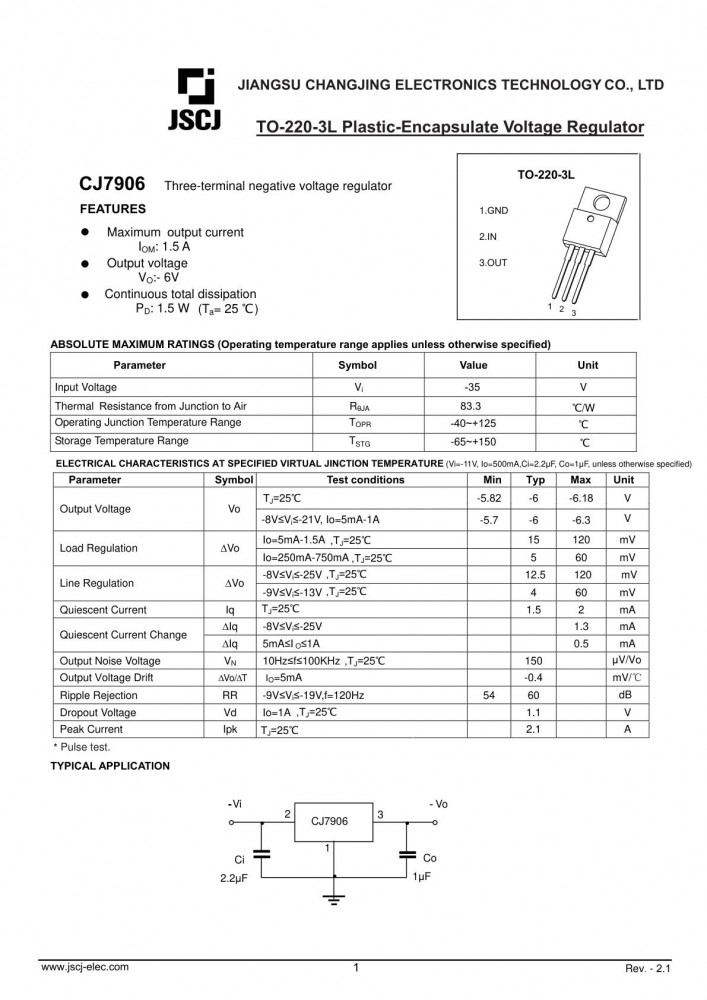 CJ7906 datasheet page 1