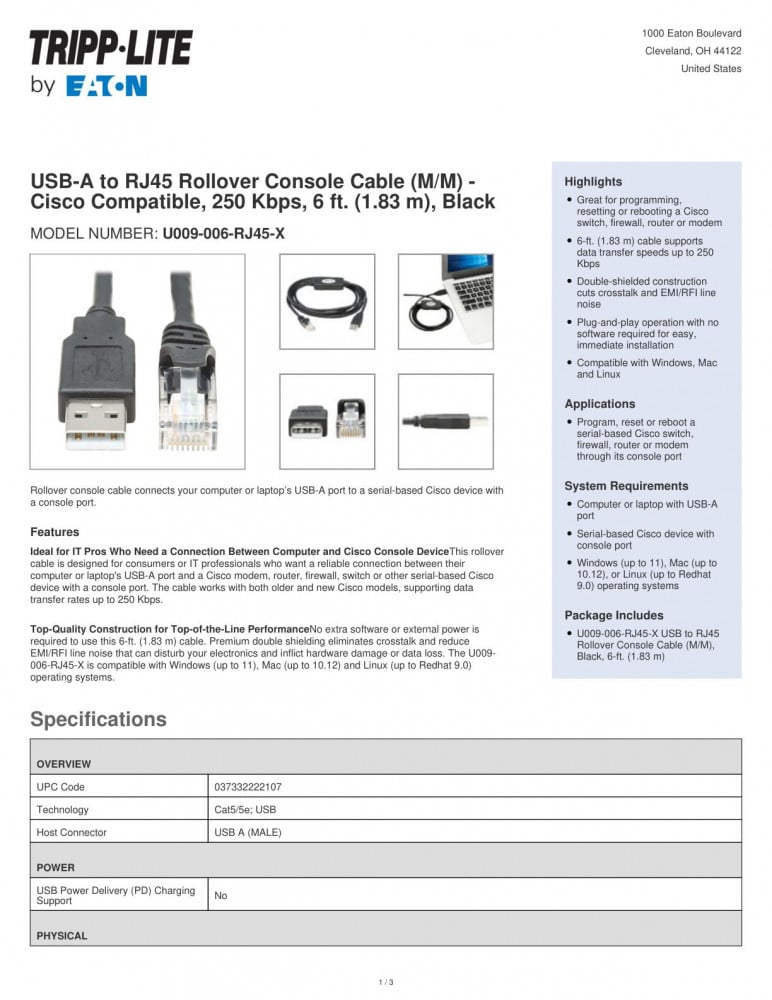 U009-006-RJ45-X technical document page 1