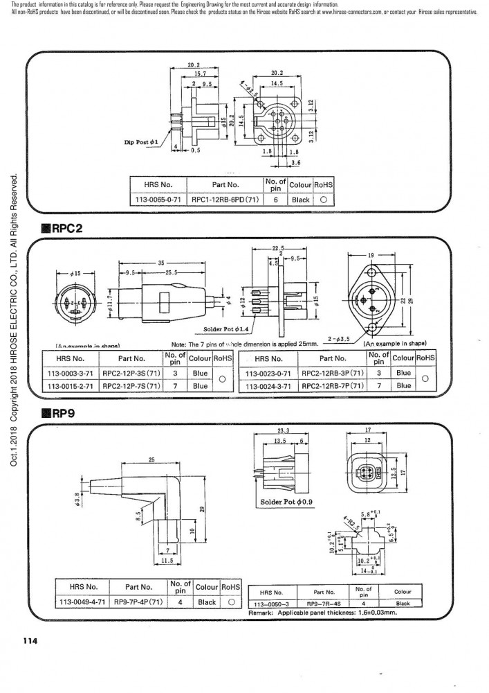 HRS RP series connector document page 2