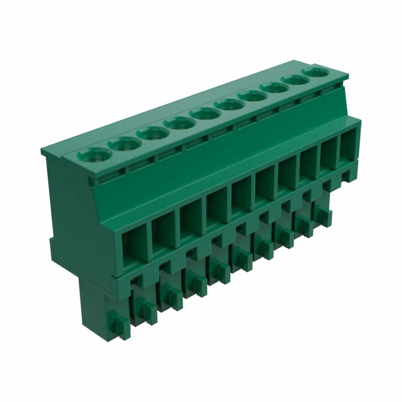 3.50mm Pitch Eurostyle Vertical Plug, with Reverse Imprinting, Front Wire Entry, Green Housing, Gold (Au) Plated, 10 Circuits for sale
