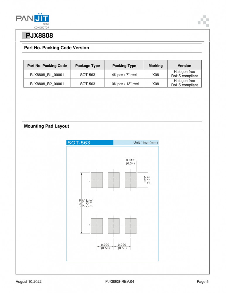PJX8808 datasheet page 5