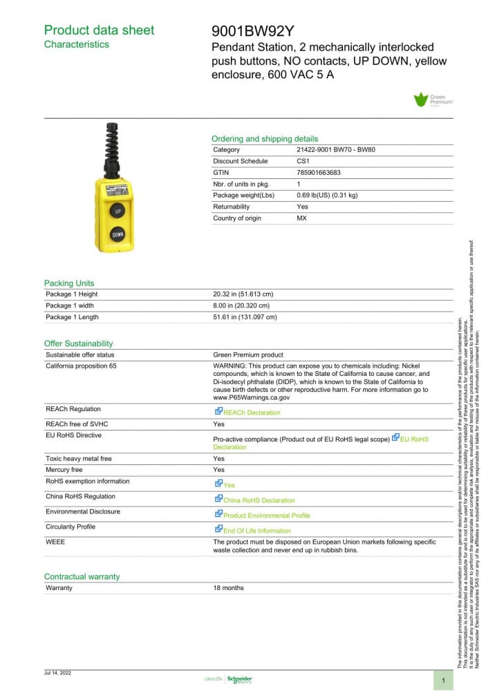 9001BW92Y technical document preview