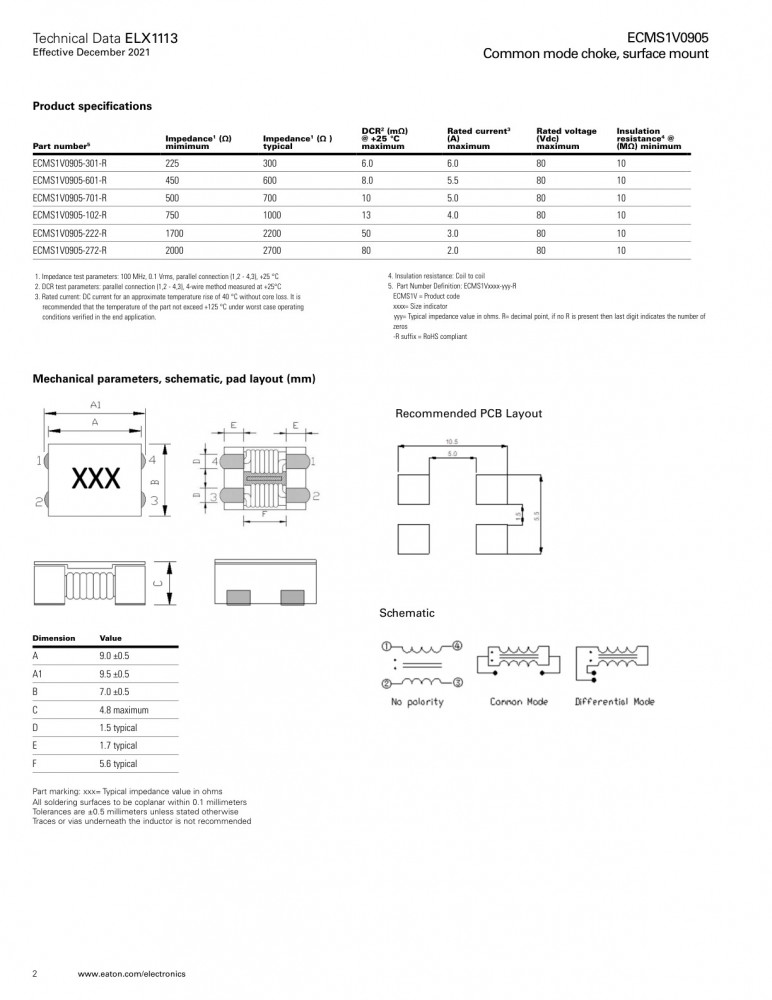 ECMS1V0905 datasheet page 2