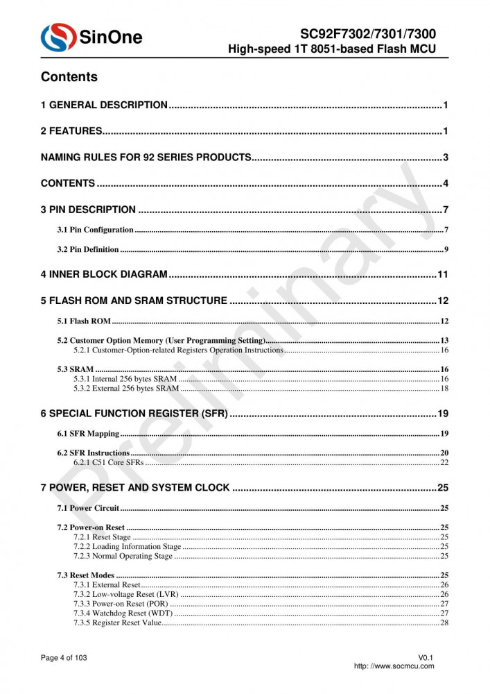 SC92F7302 datasheet preview page 4