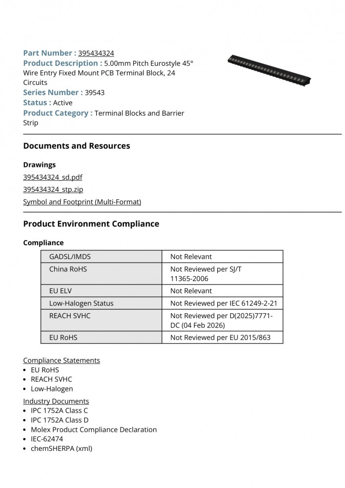 Molex 395434324 technical document page 1