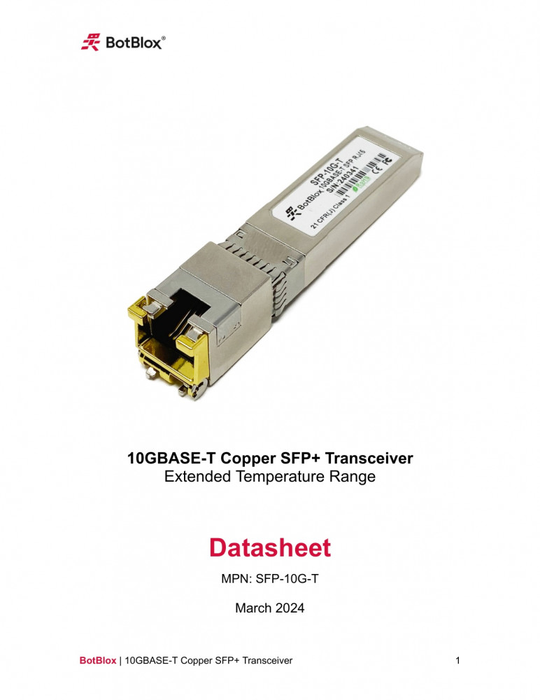 SFP-10G-T datasheet page 1