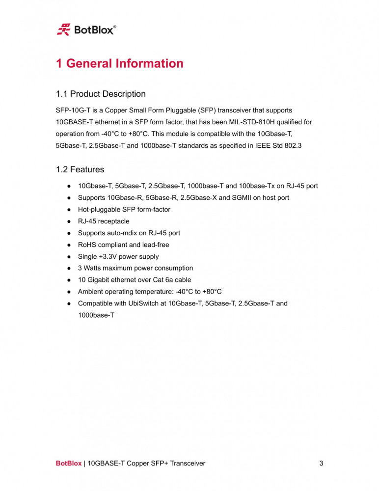 SFP-10G-T datasheet page 3