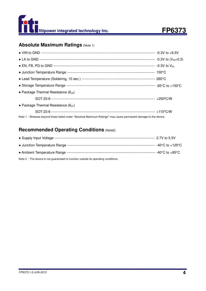 FP6373 datasheet page 4