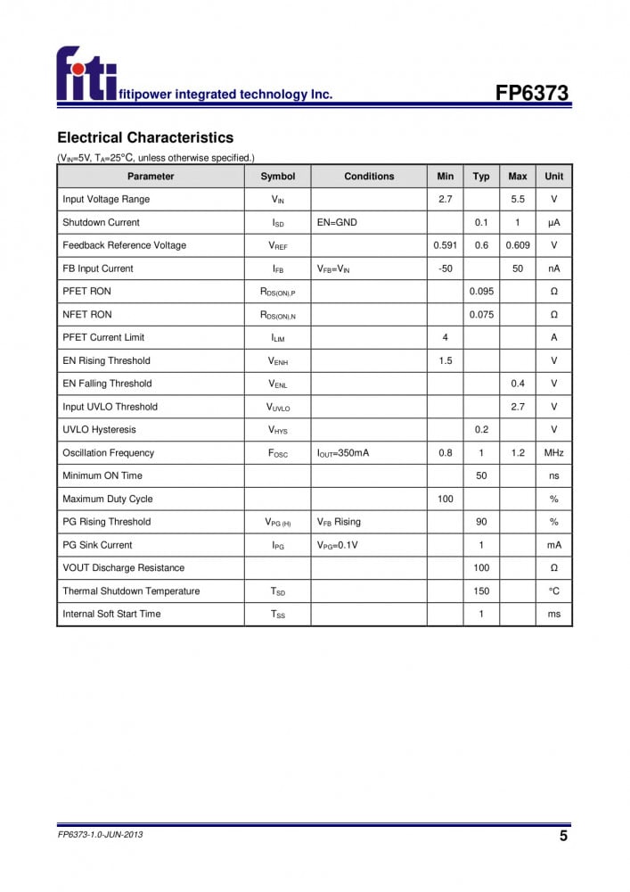 FP6373 datasheet page 5
