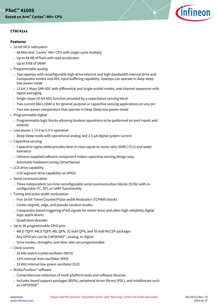 CY8C4125LQI-S423T document page 1