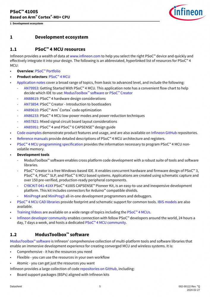 CY8C4125LQI-S423T document page 5