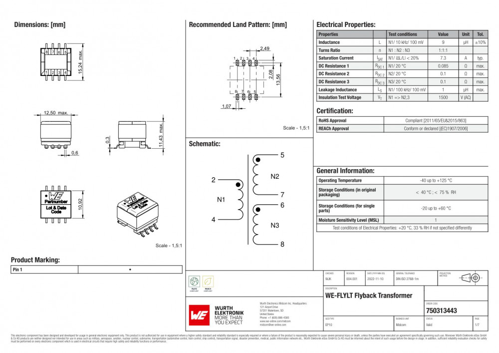 750313443 datasheet page 1