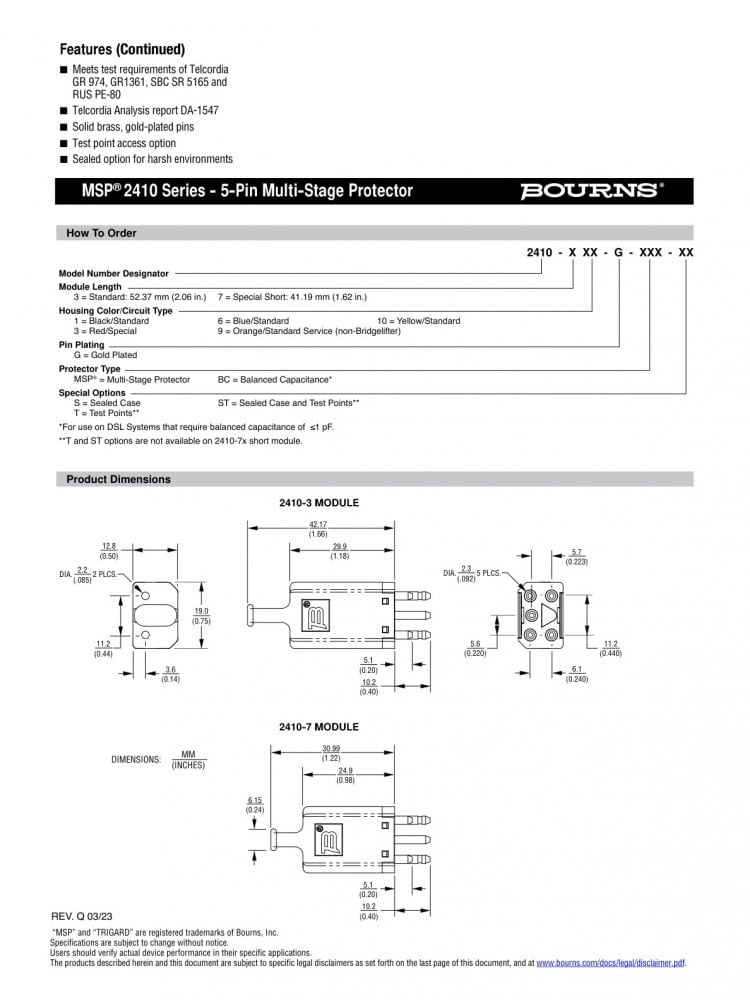 BOURNS MSP 2410 Series datasheet page 2