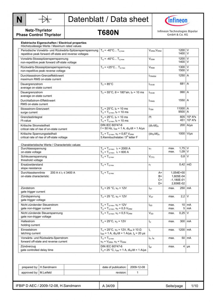 T680N14TOF datasheet page 1