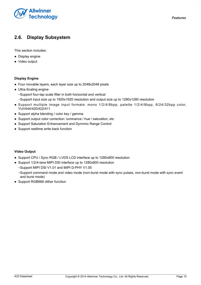 A33 datasheet page 10