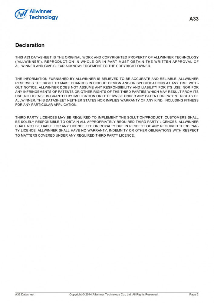 A33 datasheet page 2