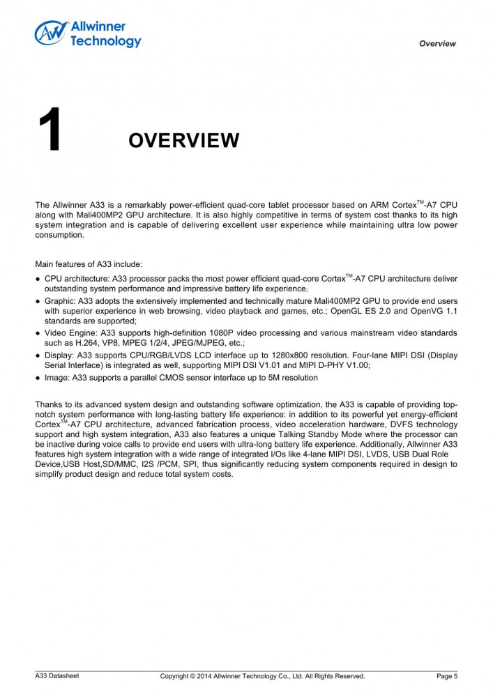 A33 datasheet page 5