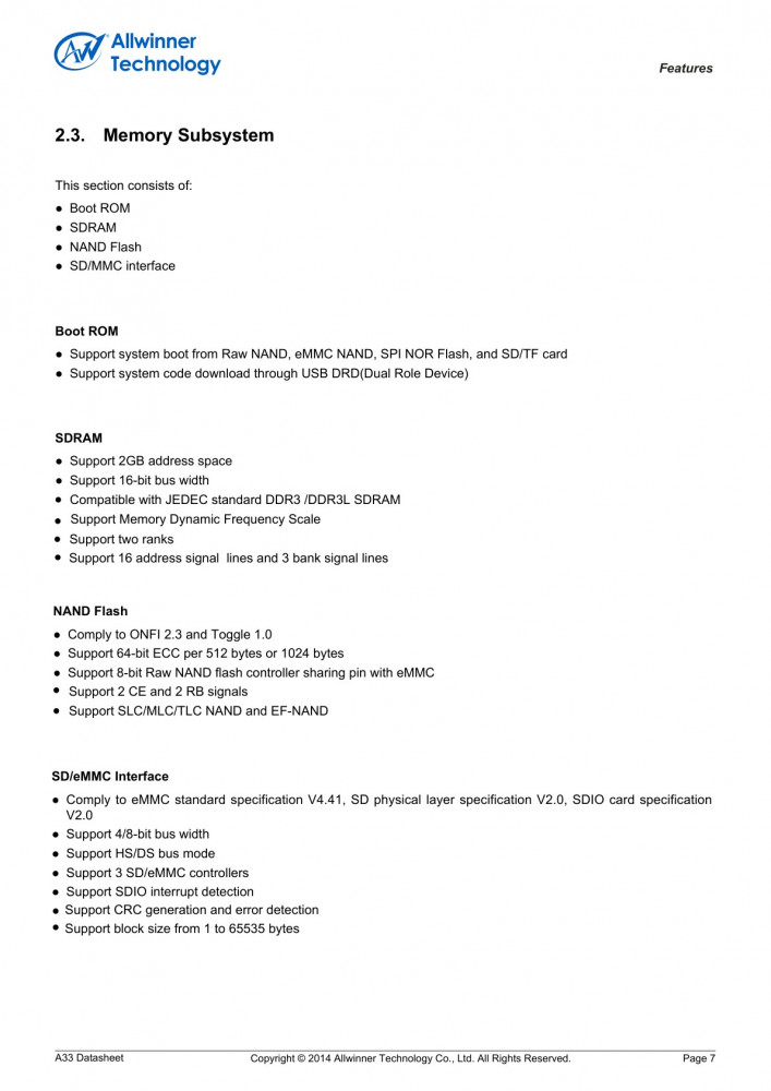 A33 datasheet page 7